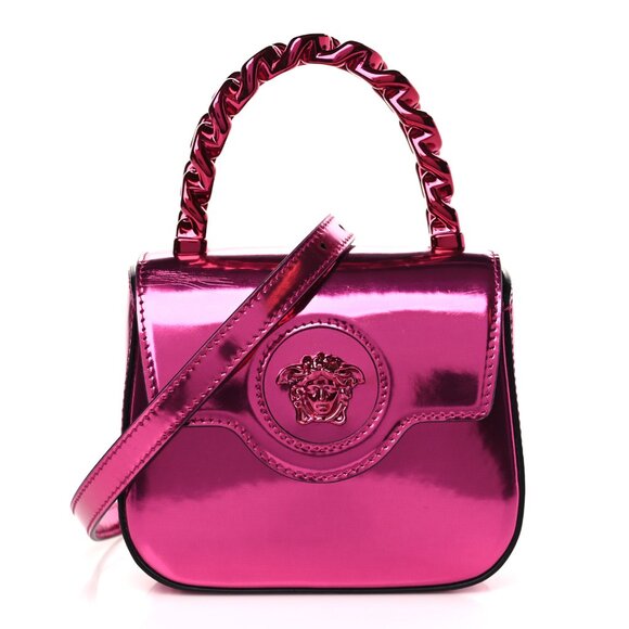 Versace | Bags | Authentic Versace Dark Pink Leather Crossbody Bag ...